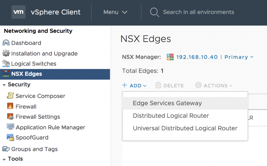 NSX-V Lab: Edge Services Gateways - vDives