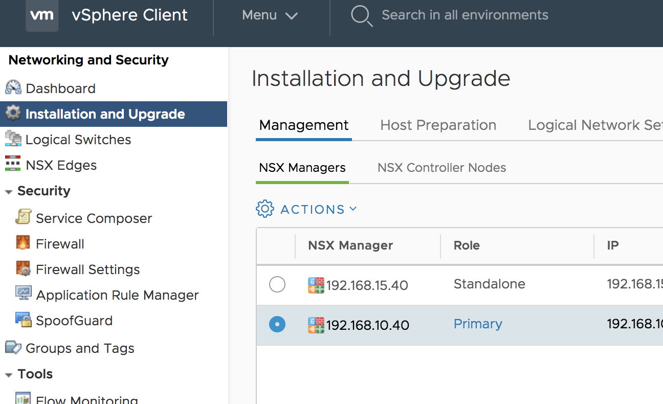 NSX-V Lab: Secondary NSX Manager Configuration - vDives