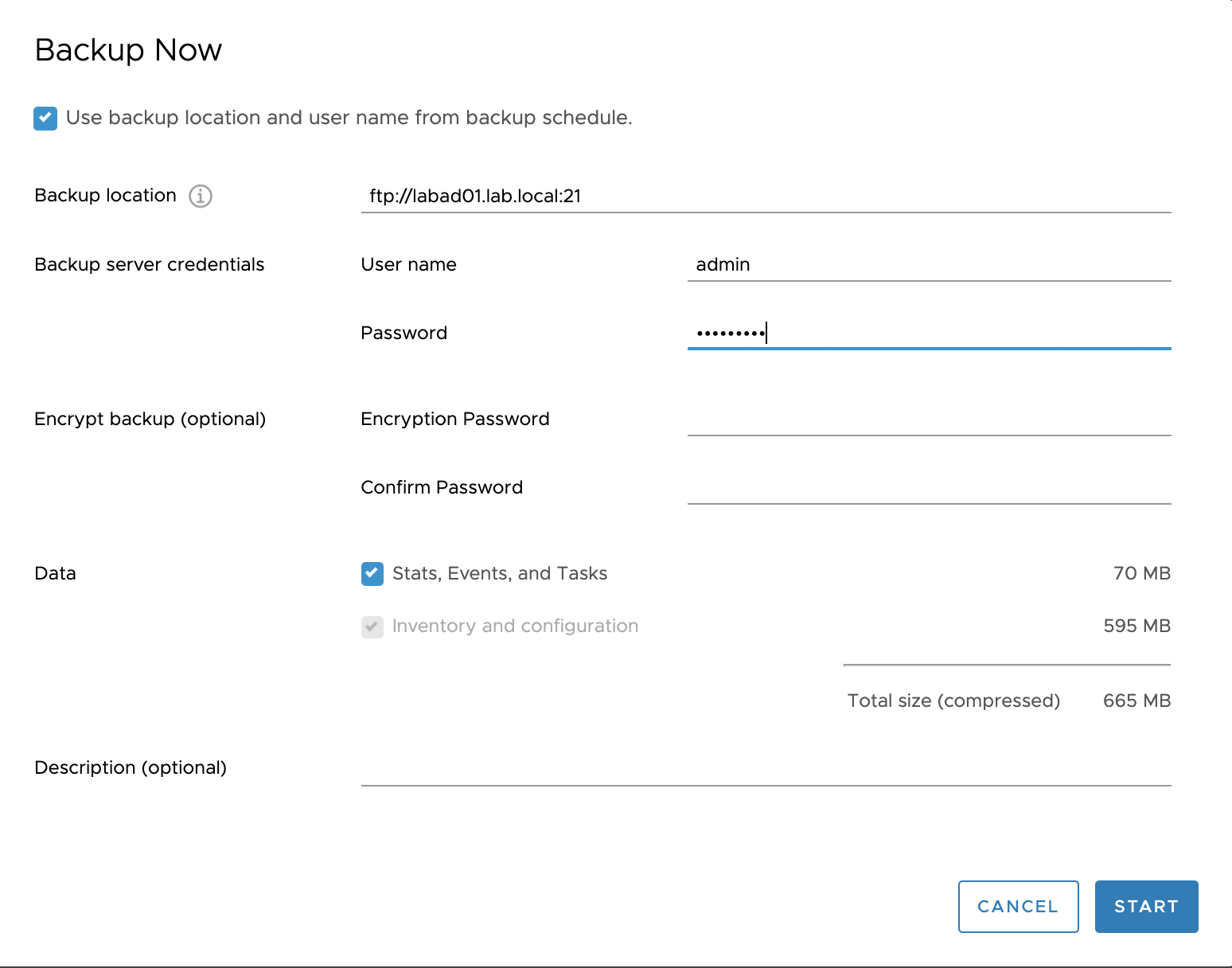 Configure vCenter Backup - vDives