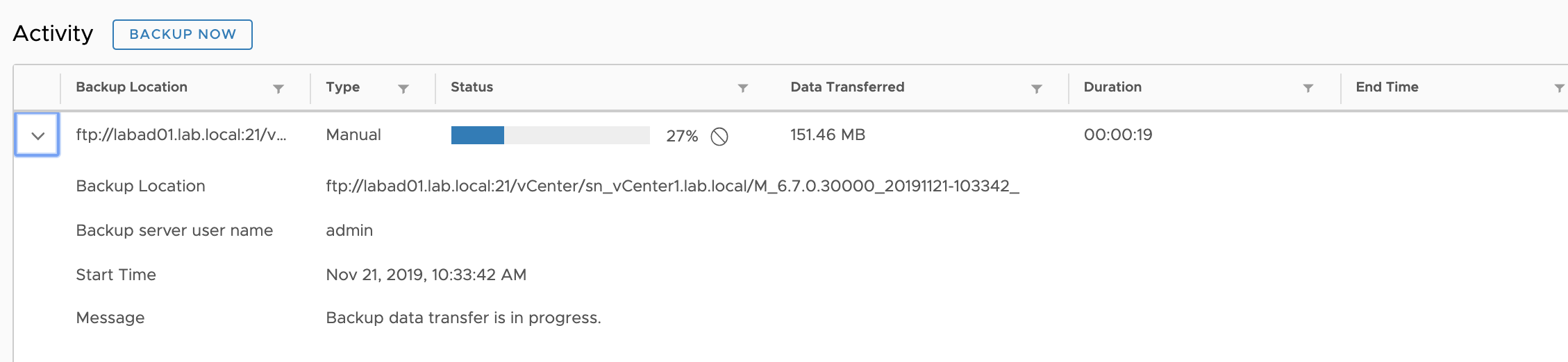 Configure vCenter Backup - vDives